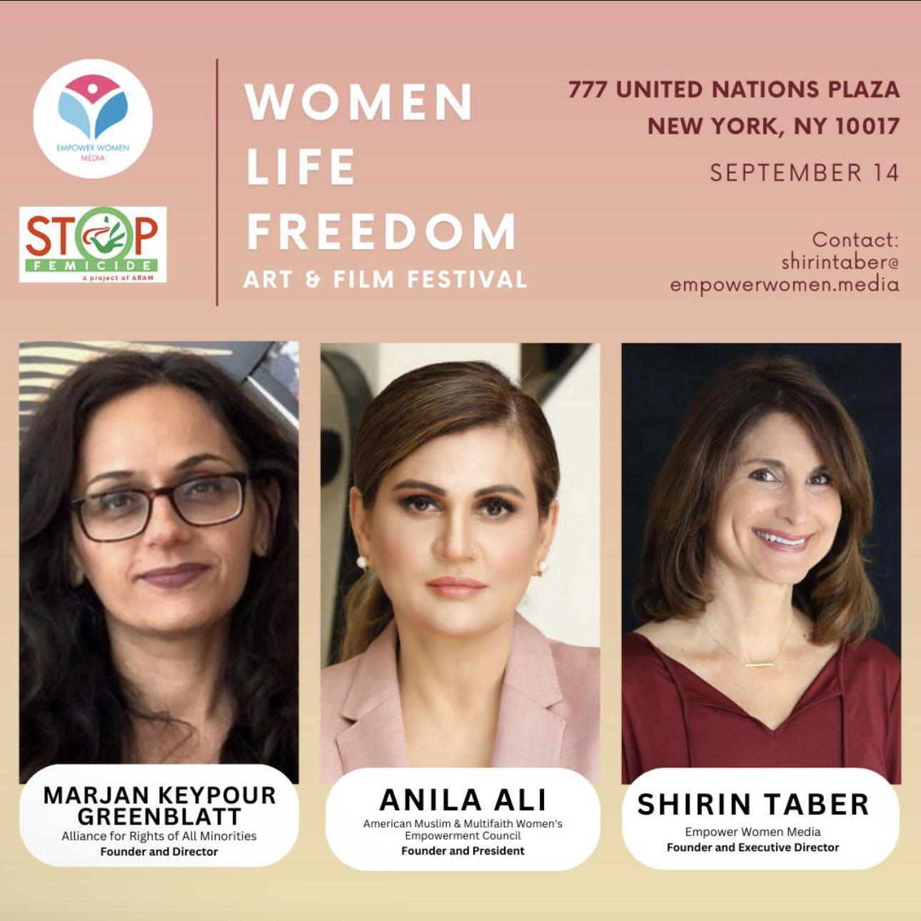 Anila Ali represents AMMWEC at the WOMEN LIFE FREEDOM Film Festival ...